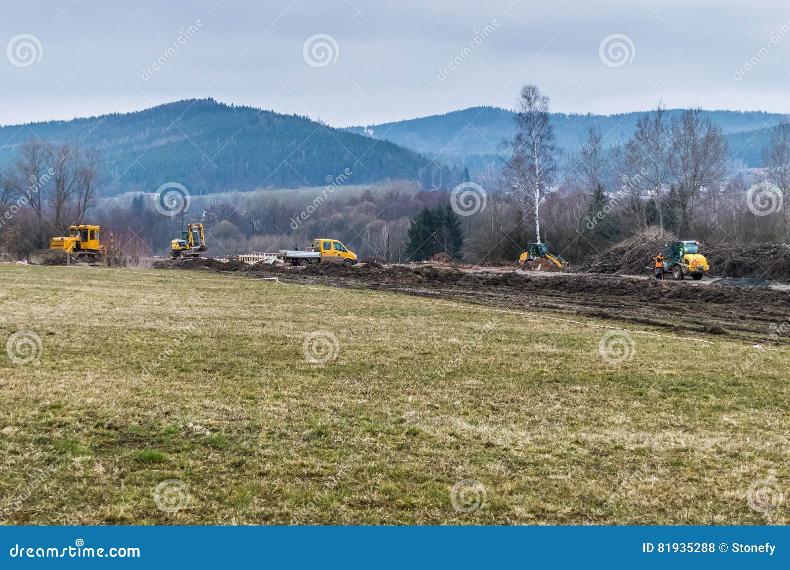 Construction Site Going Parallel To the Countryside Editorial Stock ...