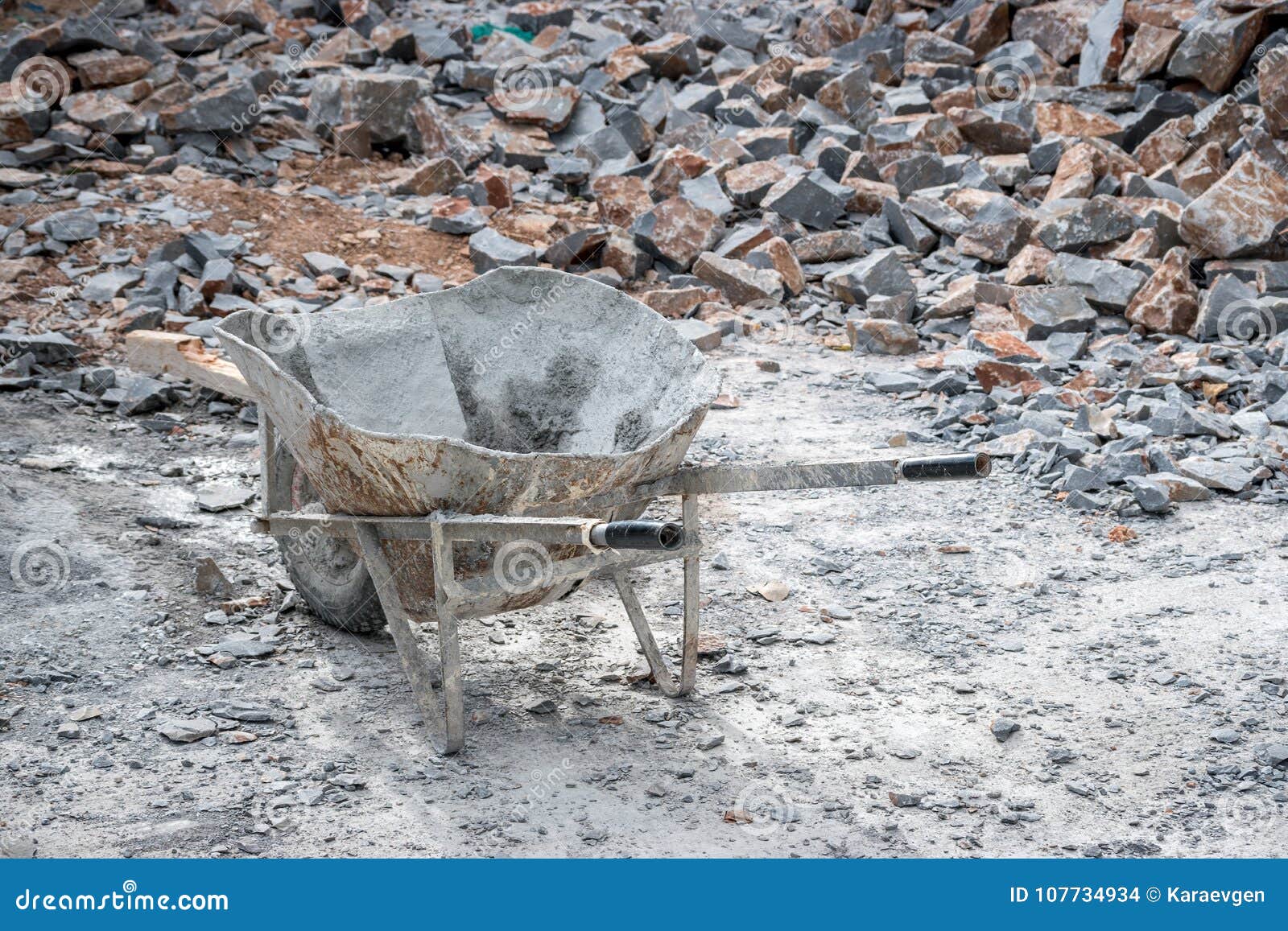 Construction Site with Wheelbarrow. Stock Photo - Image of building ...