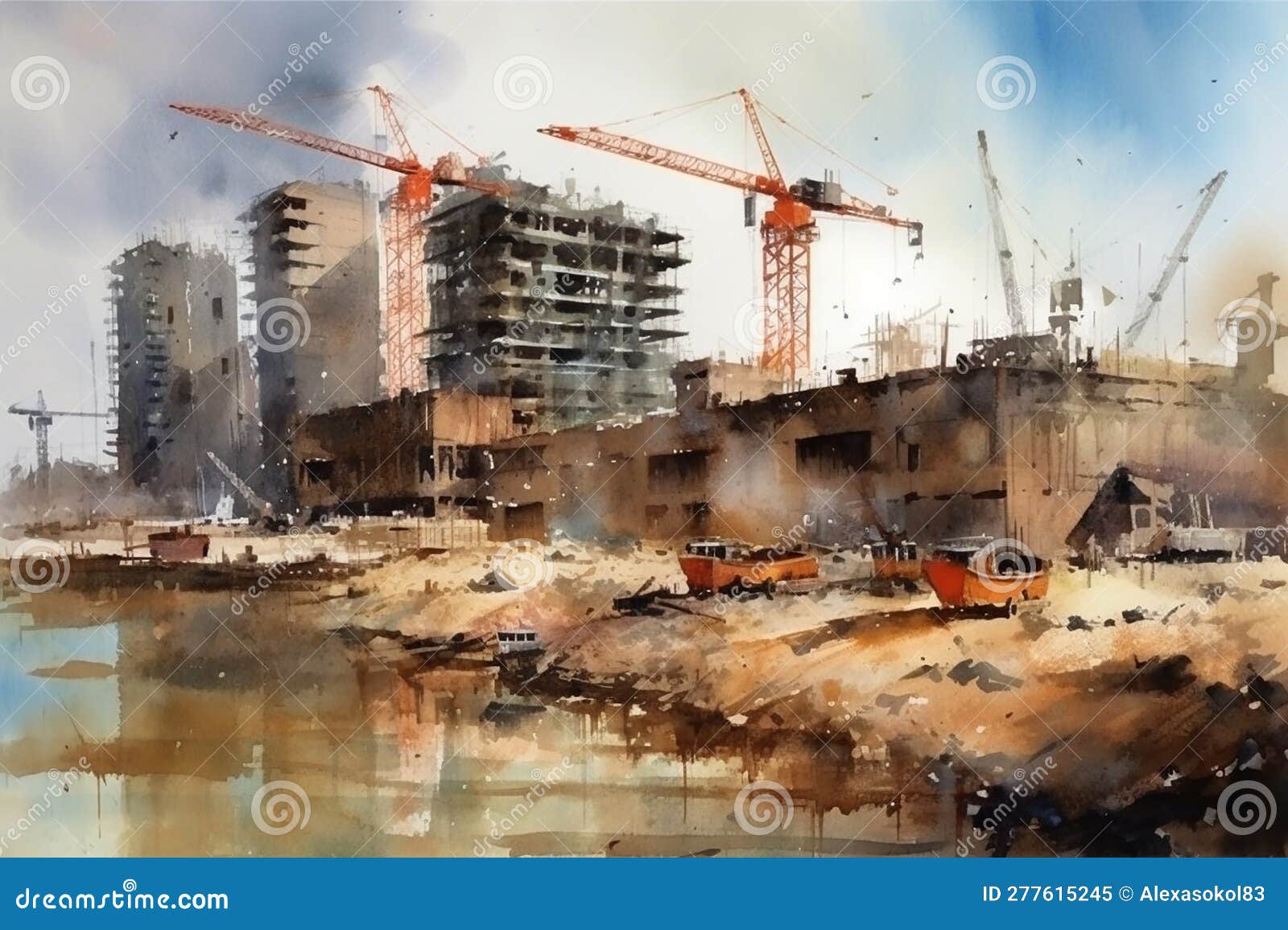 Construction Site in Gulf Draw Stock Illustration - Illustration of ...