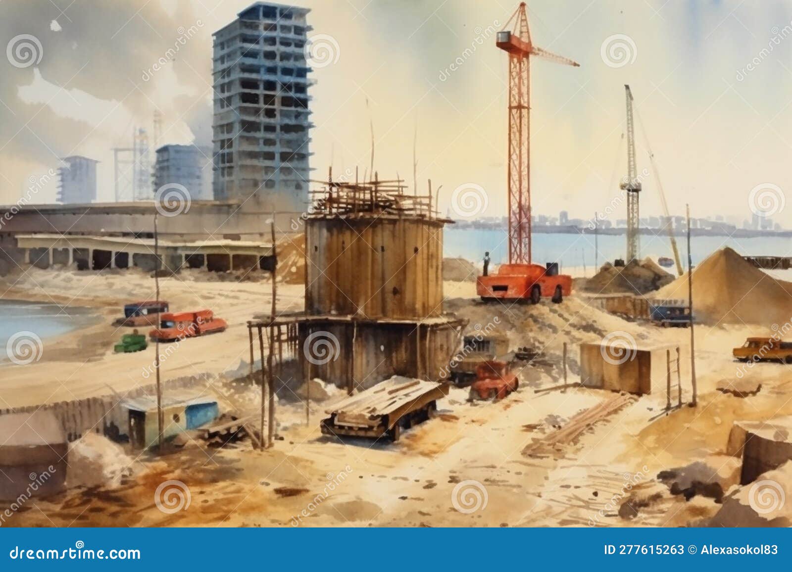 Construction Site in Gulf Draw Stock Illustration - Illustration of ...