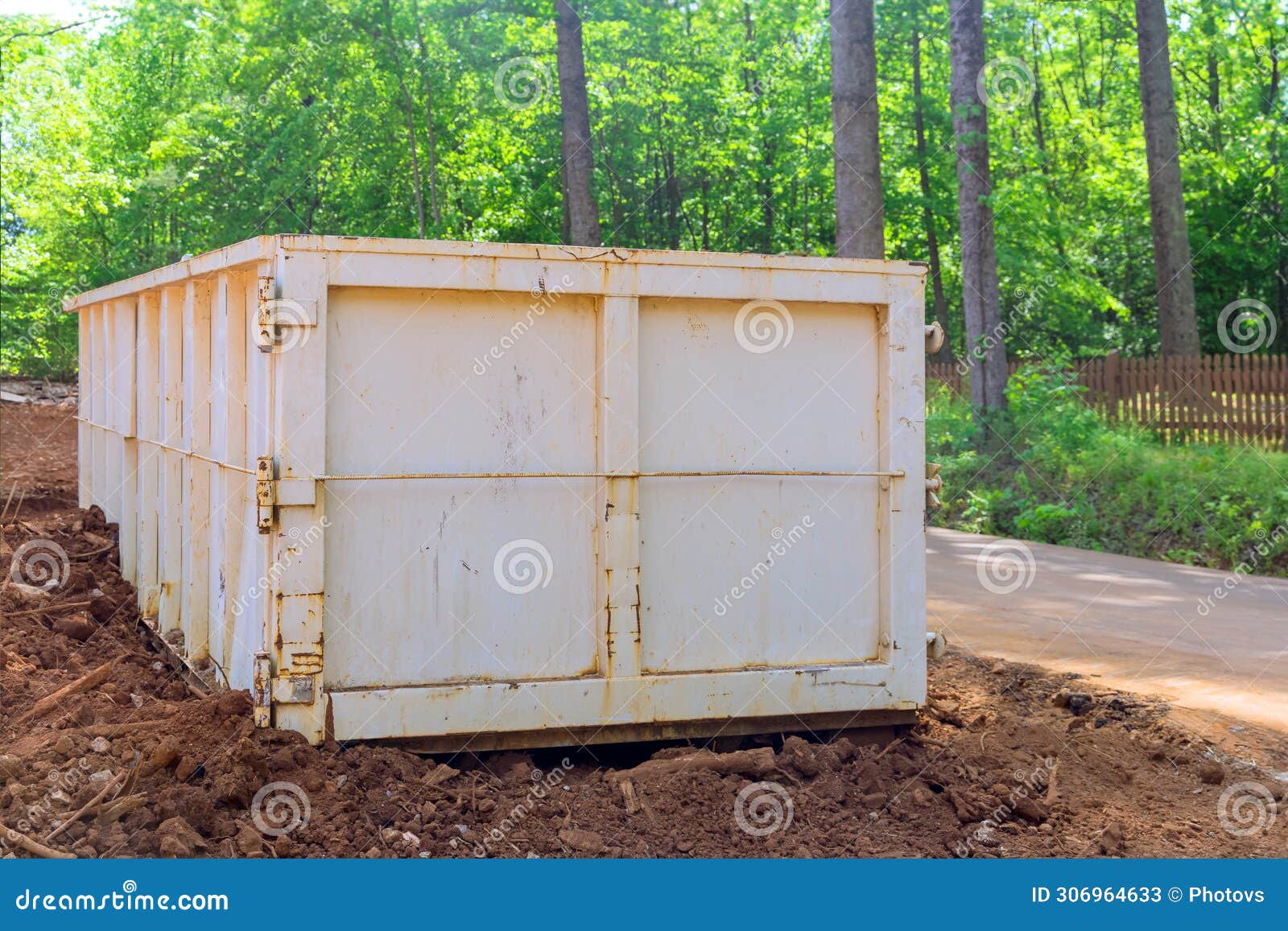 Construction Site Has a Metal Container Dumpster for Junk Waste Stock ...