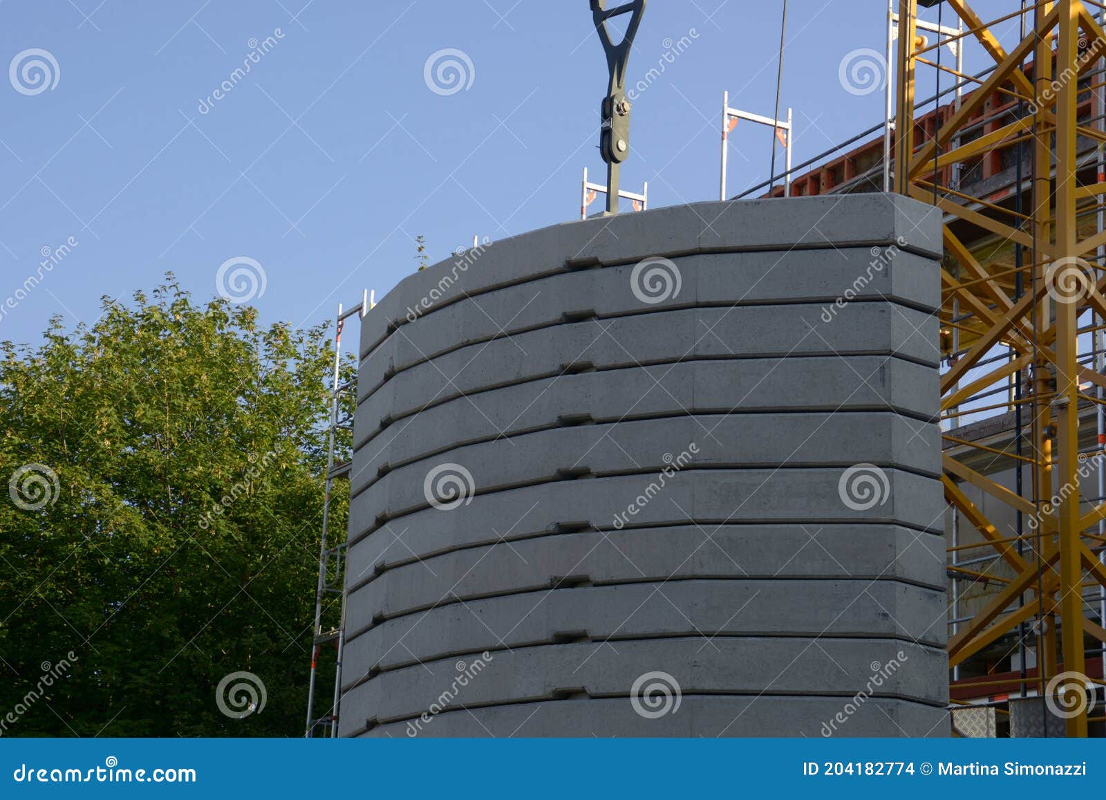 Construction Site with Heavy Cement Counterweights Stock Photo - Image ...