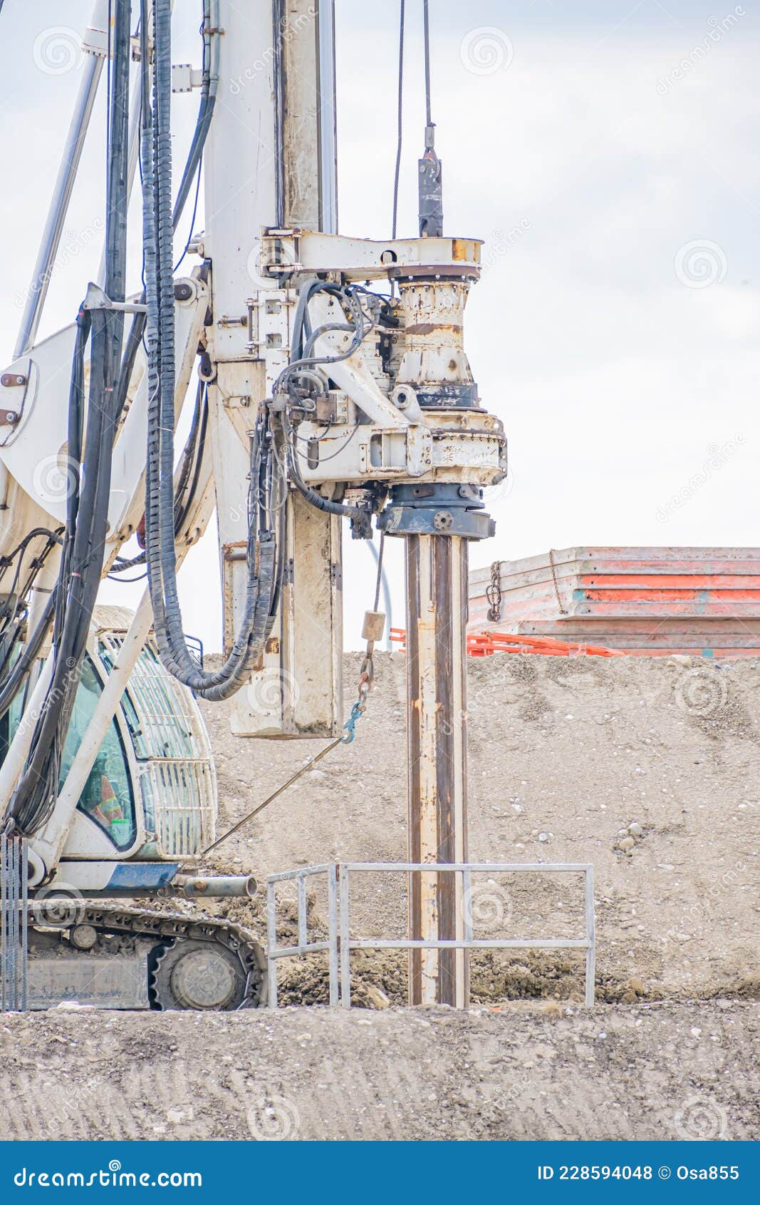 Construction Site - Heavy Industrial Drilling Machine at Road Works ...
