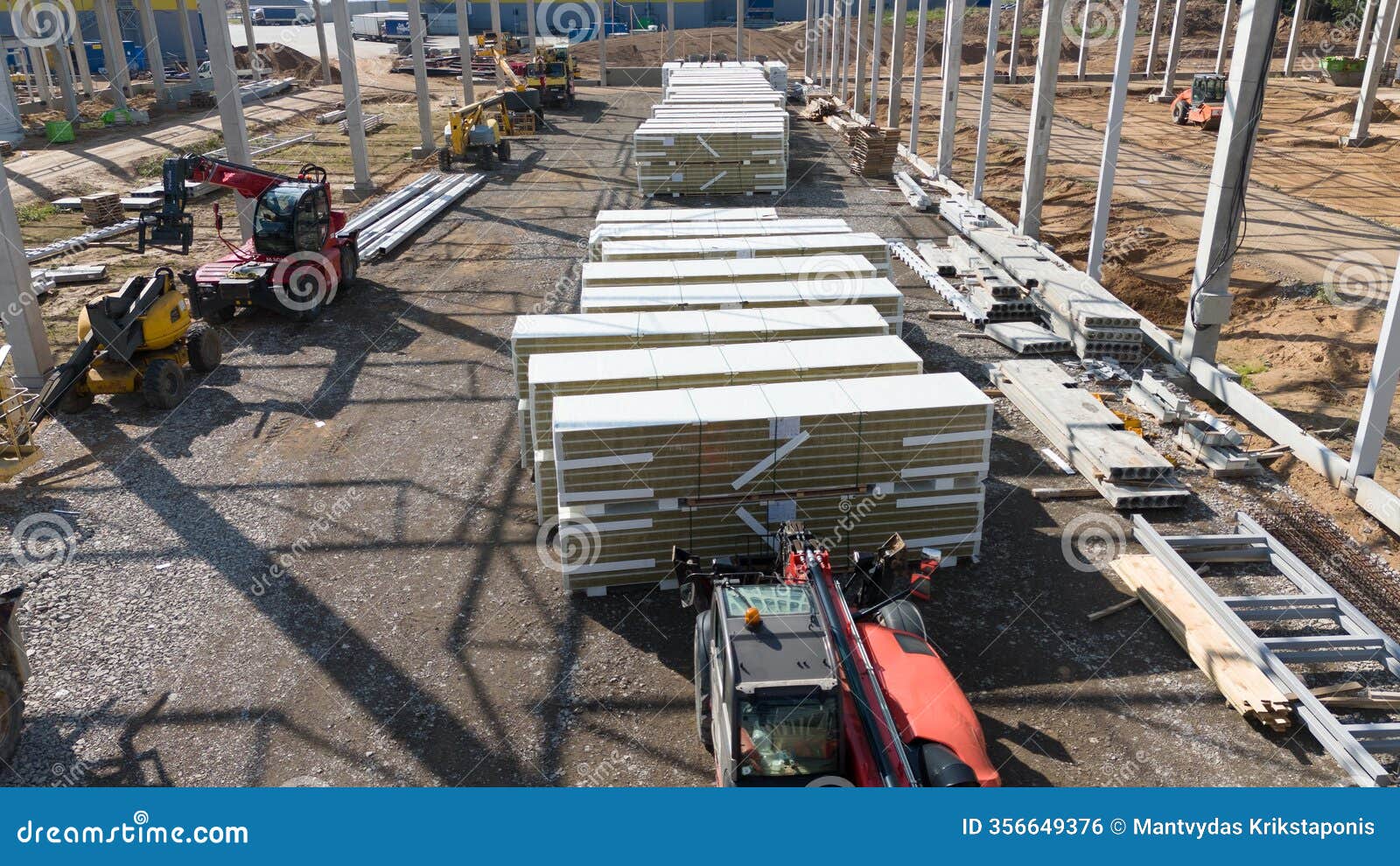 Construction Site with Heavy Machinery and Materials Stock Photo ...