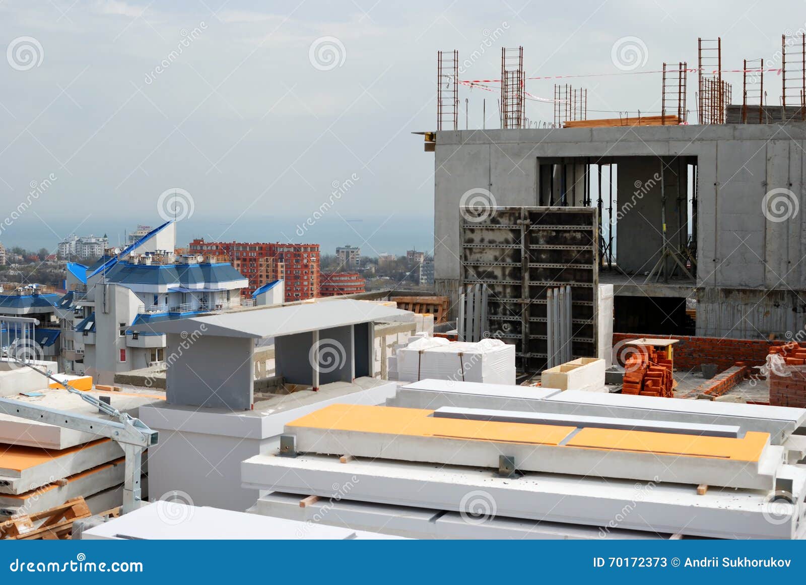 Construction Site on a High-rise Building with Concrete Slabs Stock ...