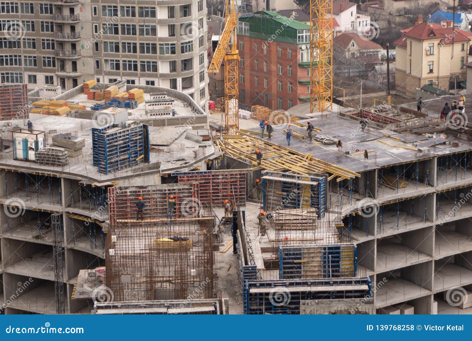 Construction Site of a High-rise Residential Building on the Seashore ...