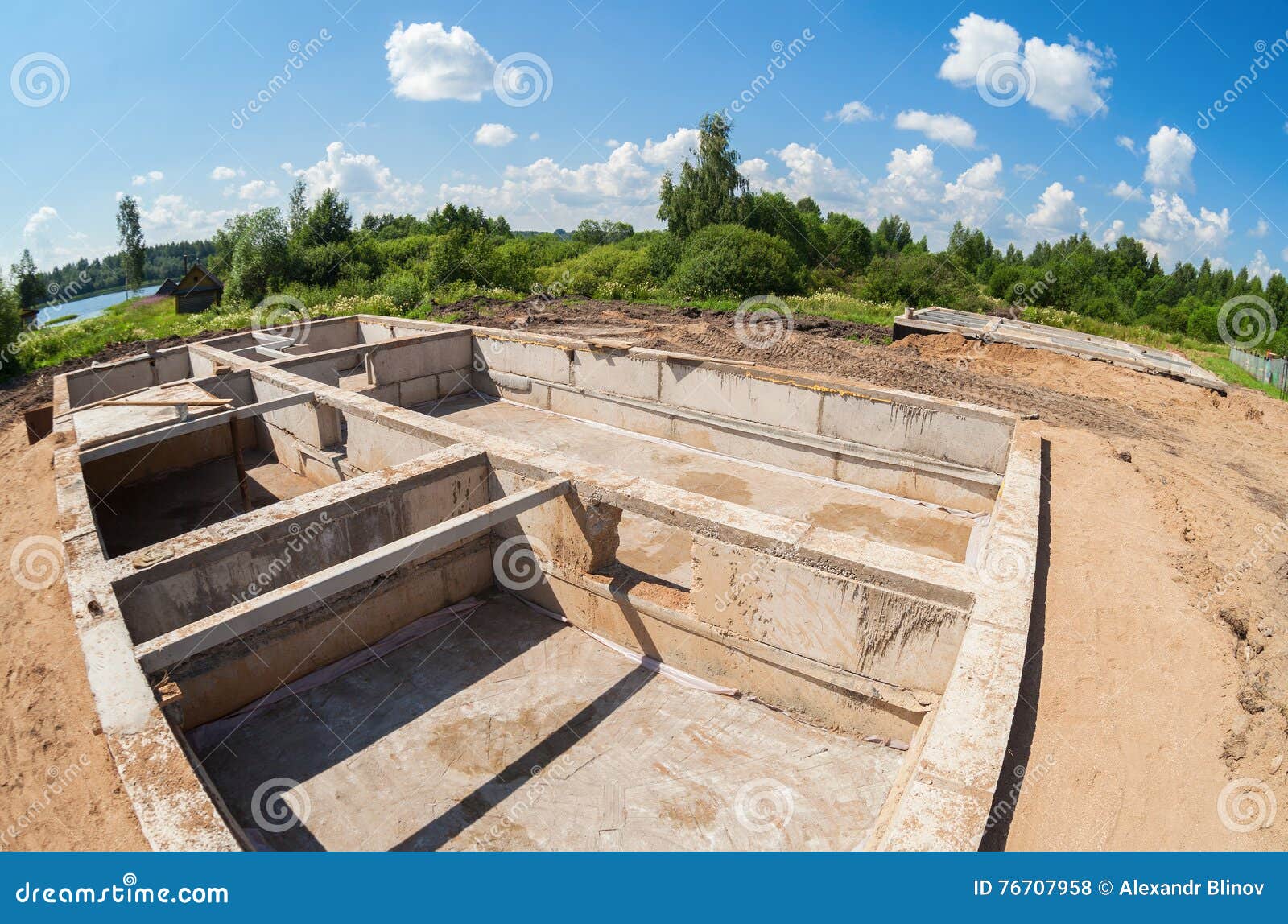 Construction Site and House Foundation in Preparation Pr Stock Photo ...