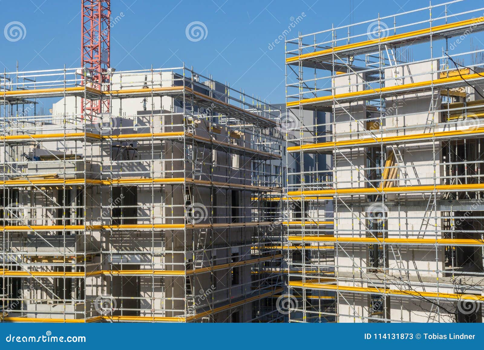Construction Site of a Building with Scaffolding on the Outside Stock ...