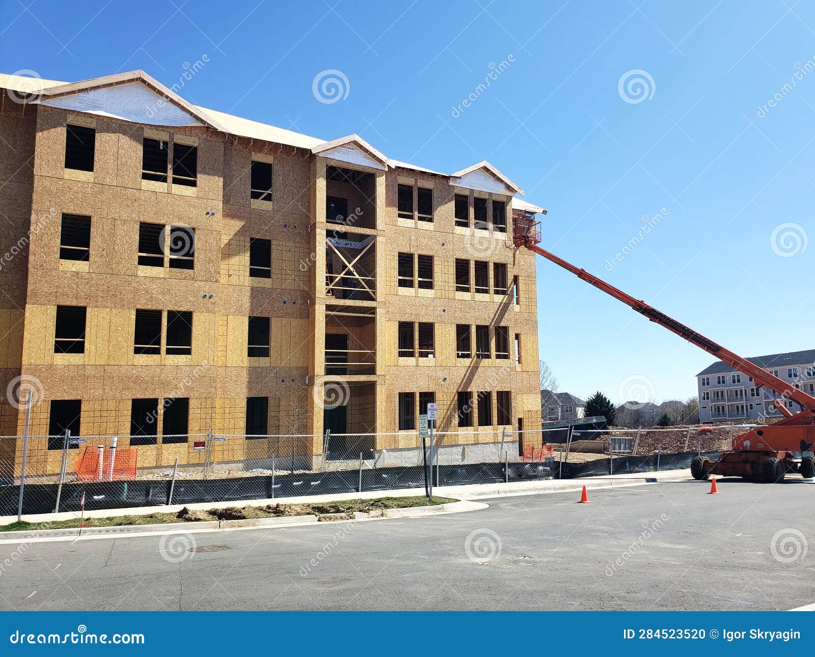 Construction Site of a House for Several Families. Wall Installation ...