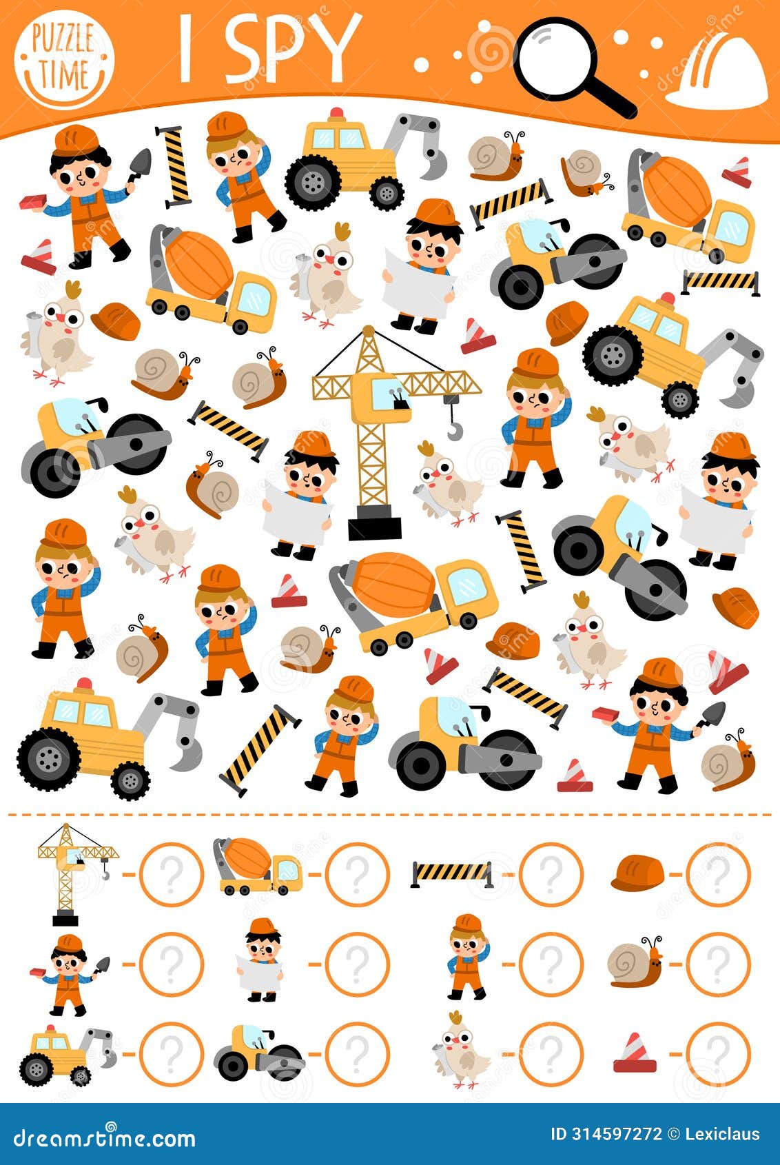 Construction Site I Spy Game for Kids. Searching and Counting Activity ...