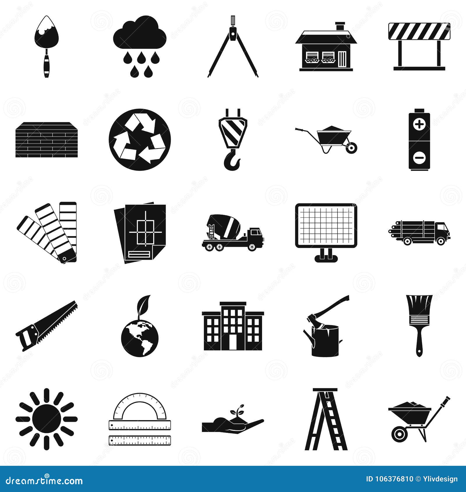 Construction Site Icons Set, Simple Style Stock Vector - Illustration ...