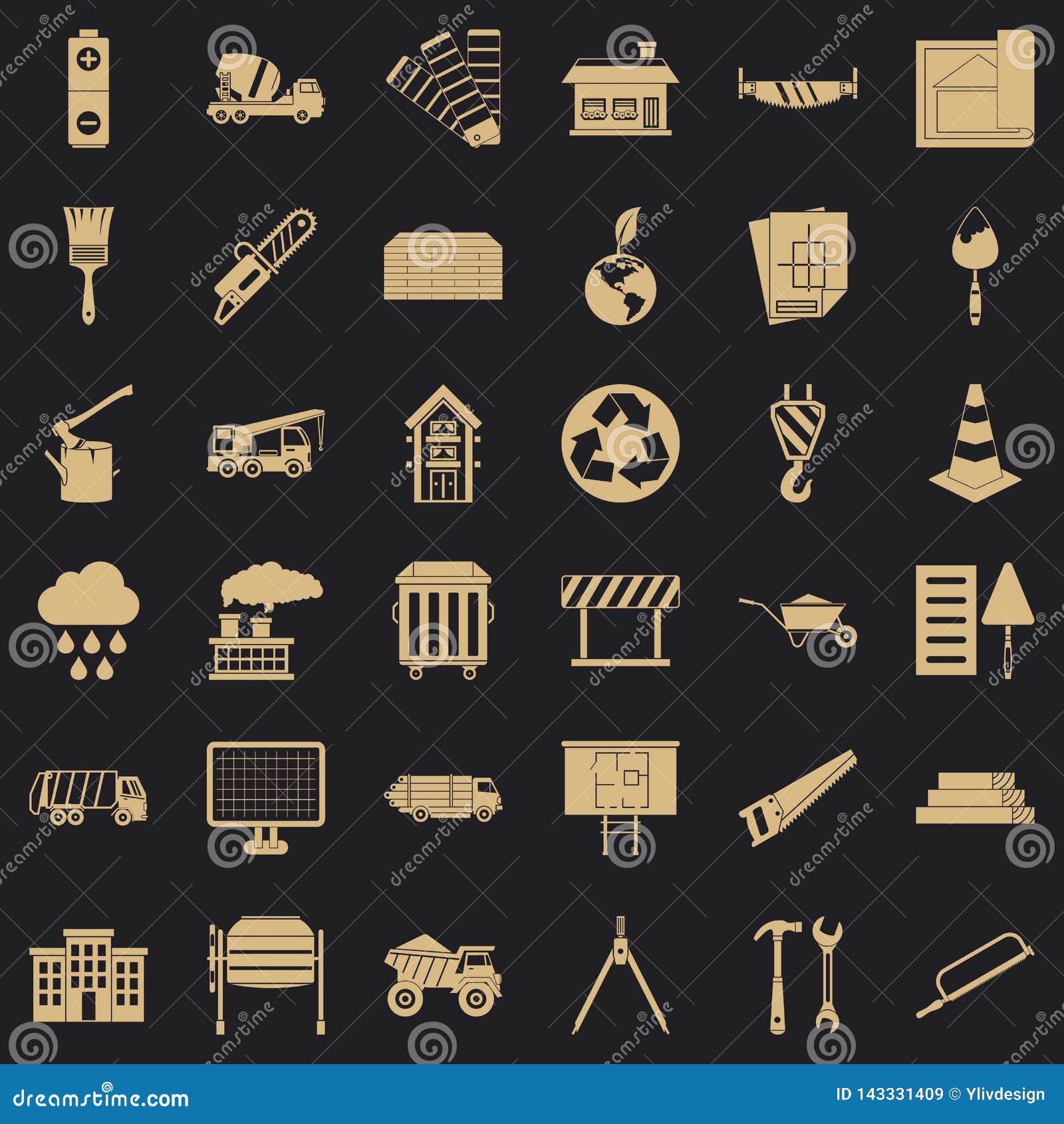 Construction Site Icons Set, Simple Style Stock Vector - Illustration ...