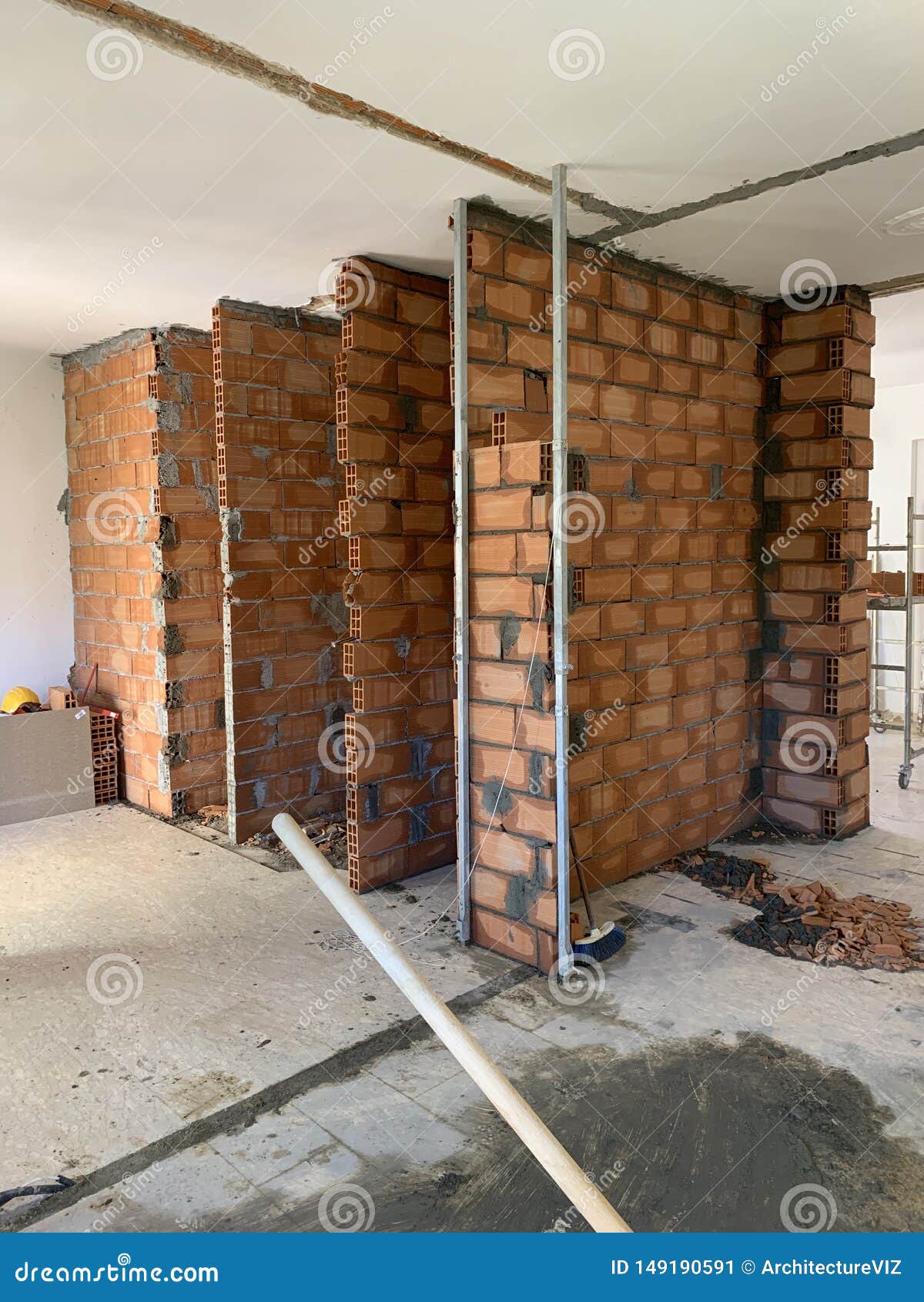 Construction Site, Industrial Under Construction Empty Space, Red Brick ...