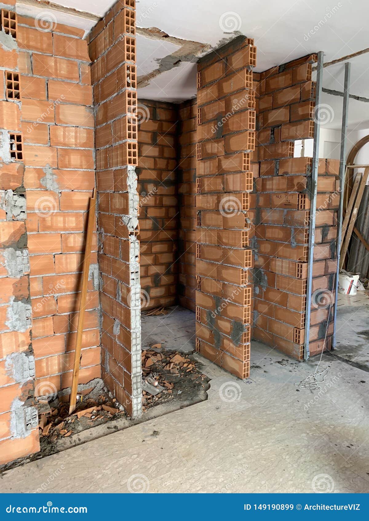 Construction Site, Industrial Under Construction Empty Space, Red Brick ...