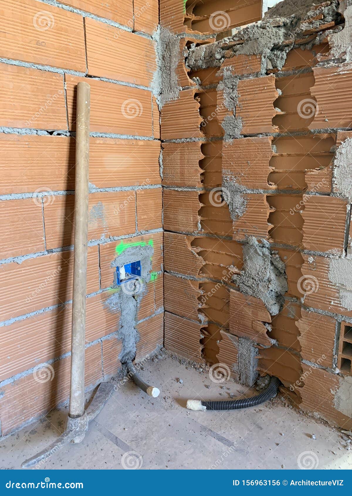 Construction Site, Industrial Under Construction Empty Space, Red Brick ...