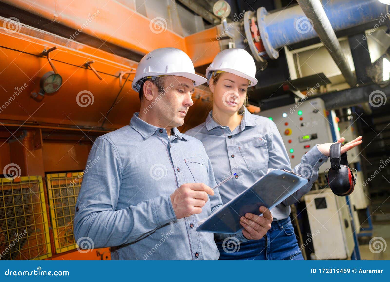 Construction Site Inspector at Factory Site Stock Image - Image of ...