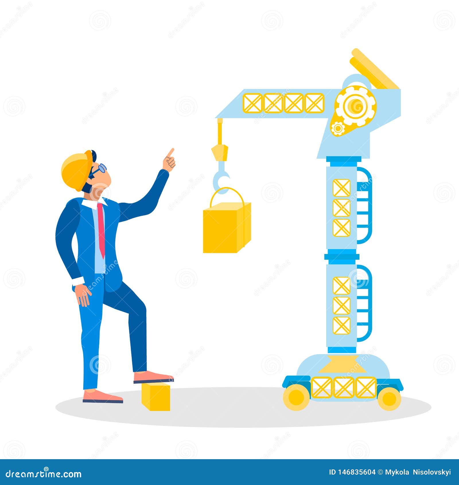 Construction Site Inspector Vector Illustration Stock Vector ...