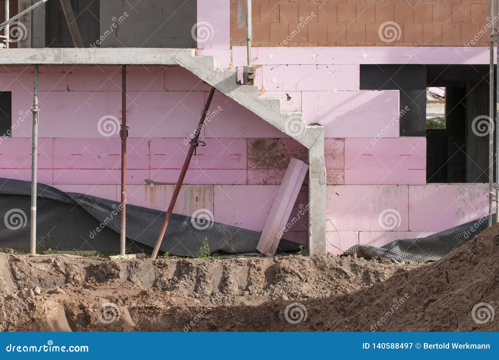 Construction Site, Insulation with Dam Boards Stock Image - Image of ...