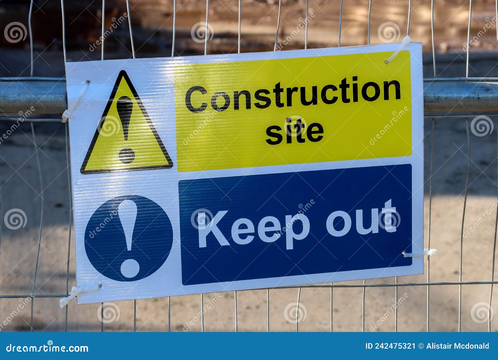 Construction Site Keep Out Sign on a Perimeter Fence Stock Image ...