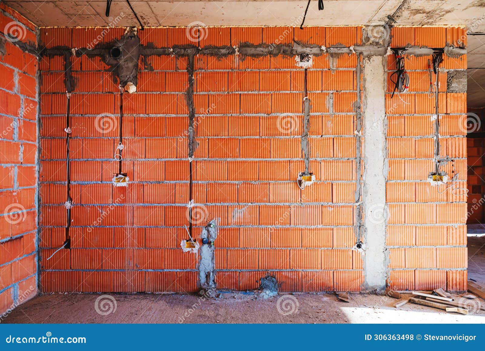 Construction Site, Kitchen Room during Building Process with Basic ...