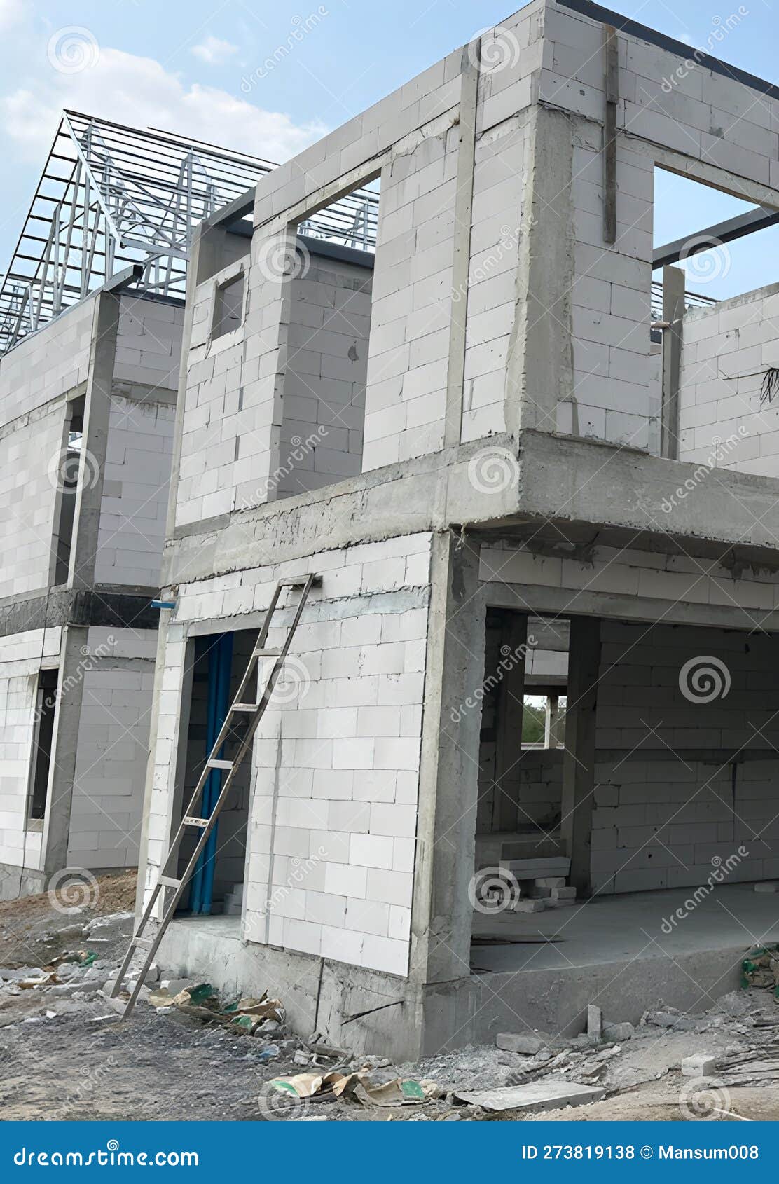 Construction Site with a Large Building Stock Photo - Image of steel ...