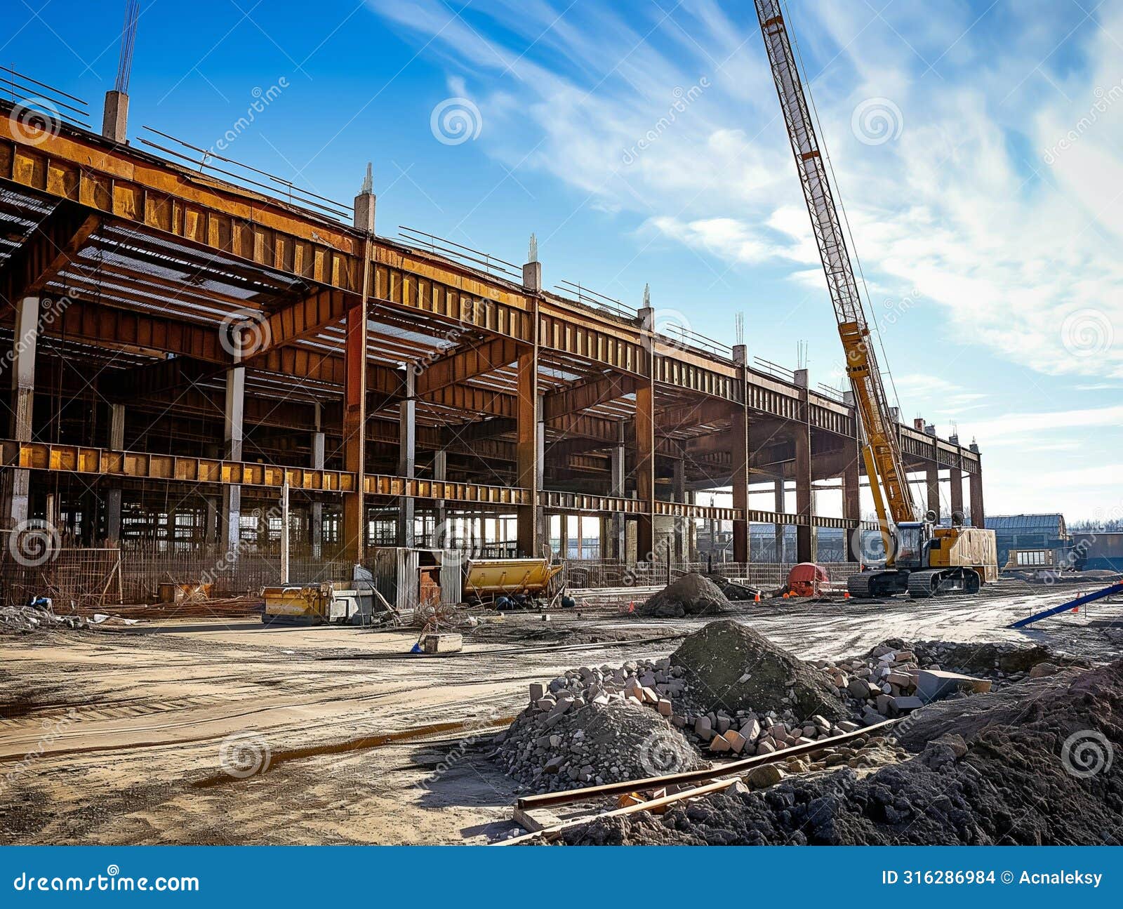 At the Construction Site of Large Warehouse, Storehouse Industrial ...