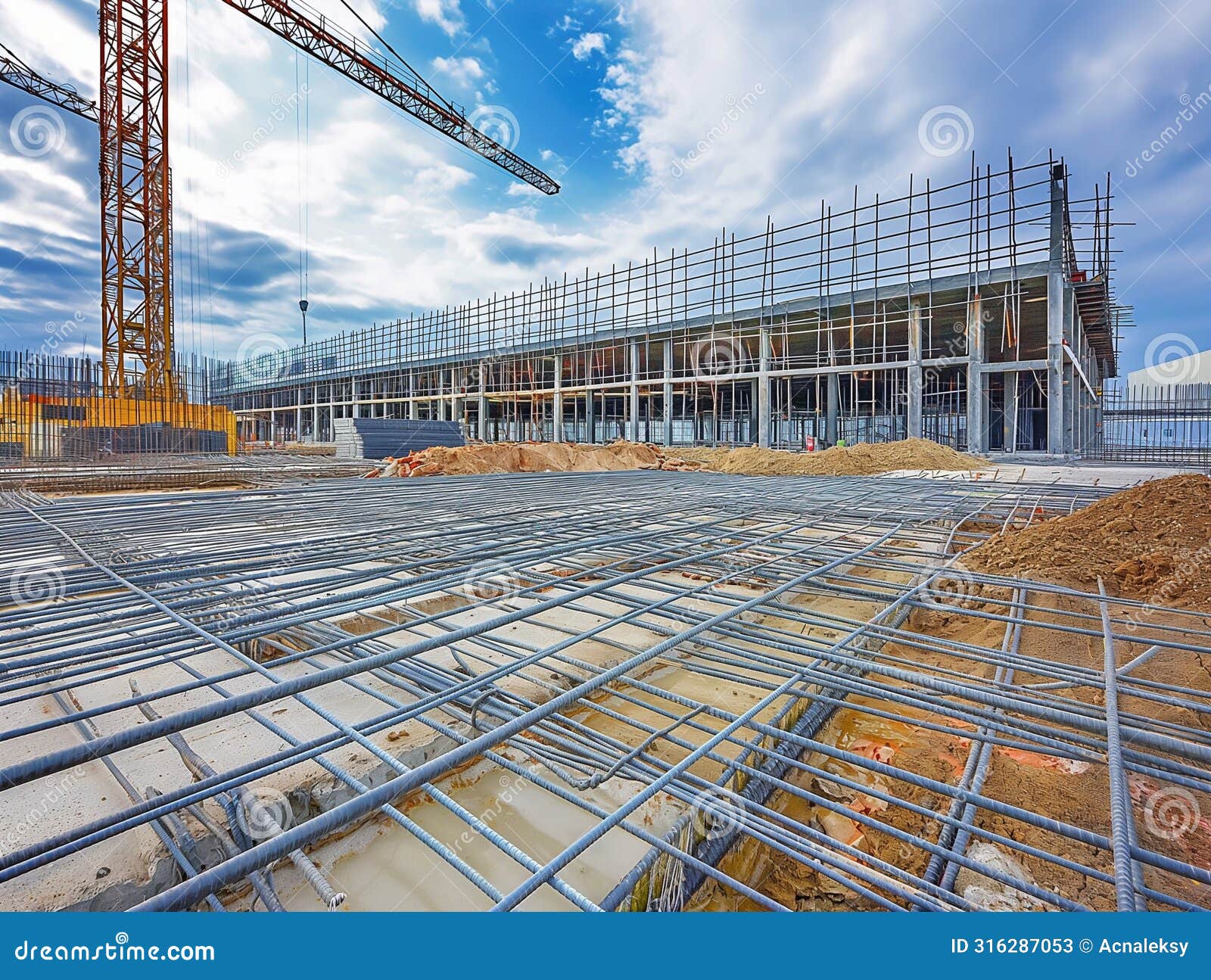 At the Construction Site of Large Warehouse, Storehouse Industrial ...