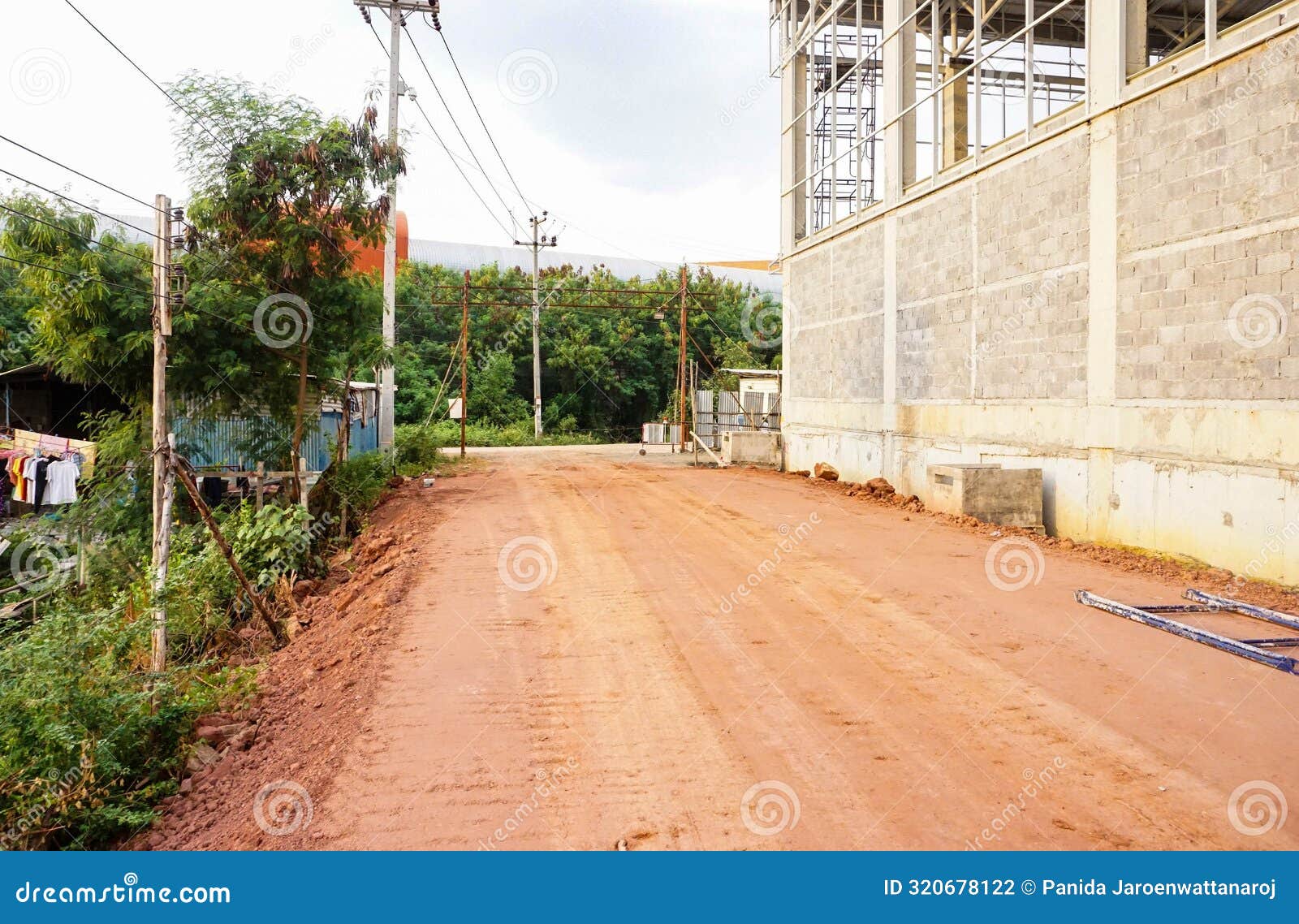 Construction Site : Laterite Road Factory Building Stock Photo - Image ...