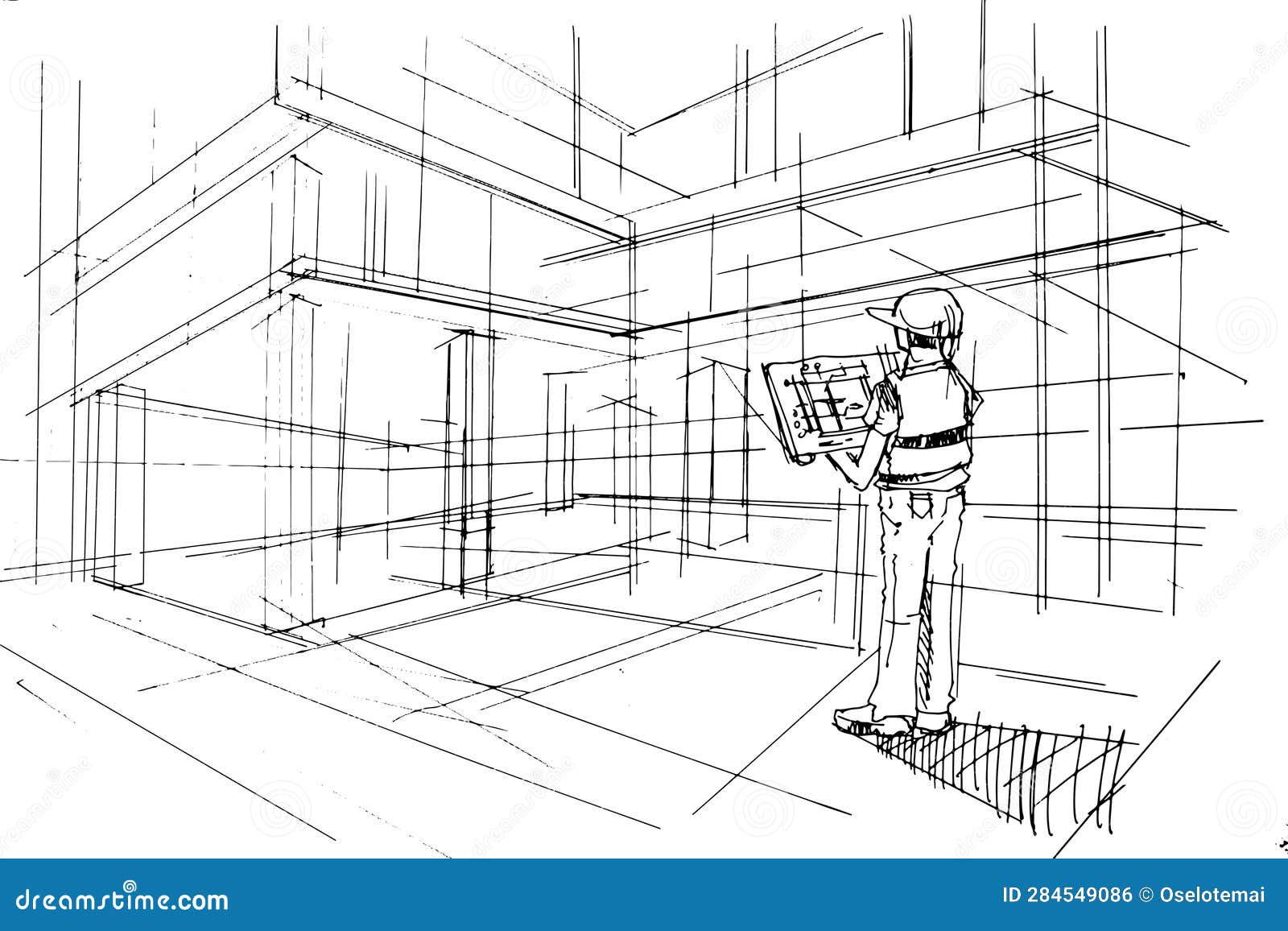 Construction Site Line Drawings for Buildings and Engineers ,a Line ...