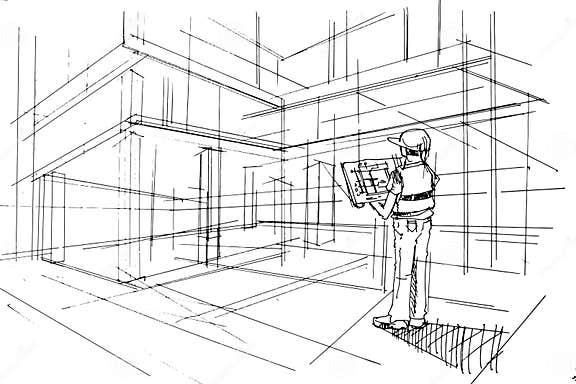 Construction Site Line Drawings for Buildings and Engineers ,a Line ...