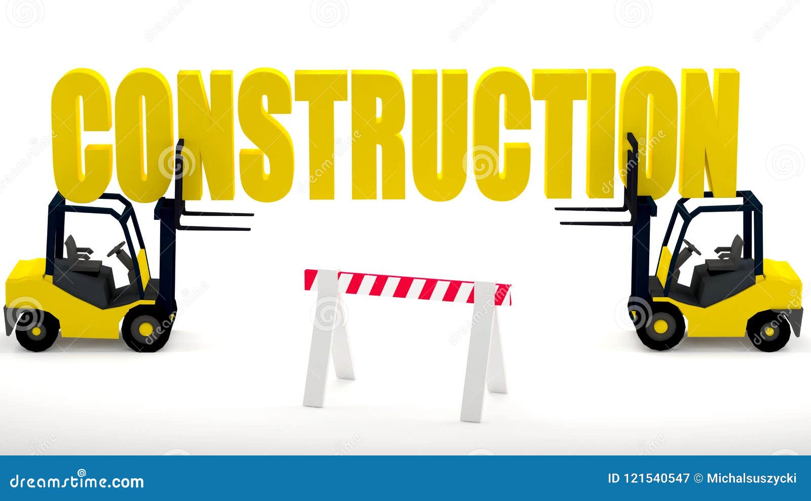Construction Site Logo with Forklifts and a Construction Barrier that ...
