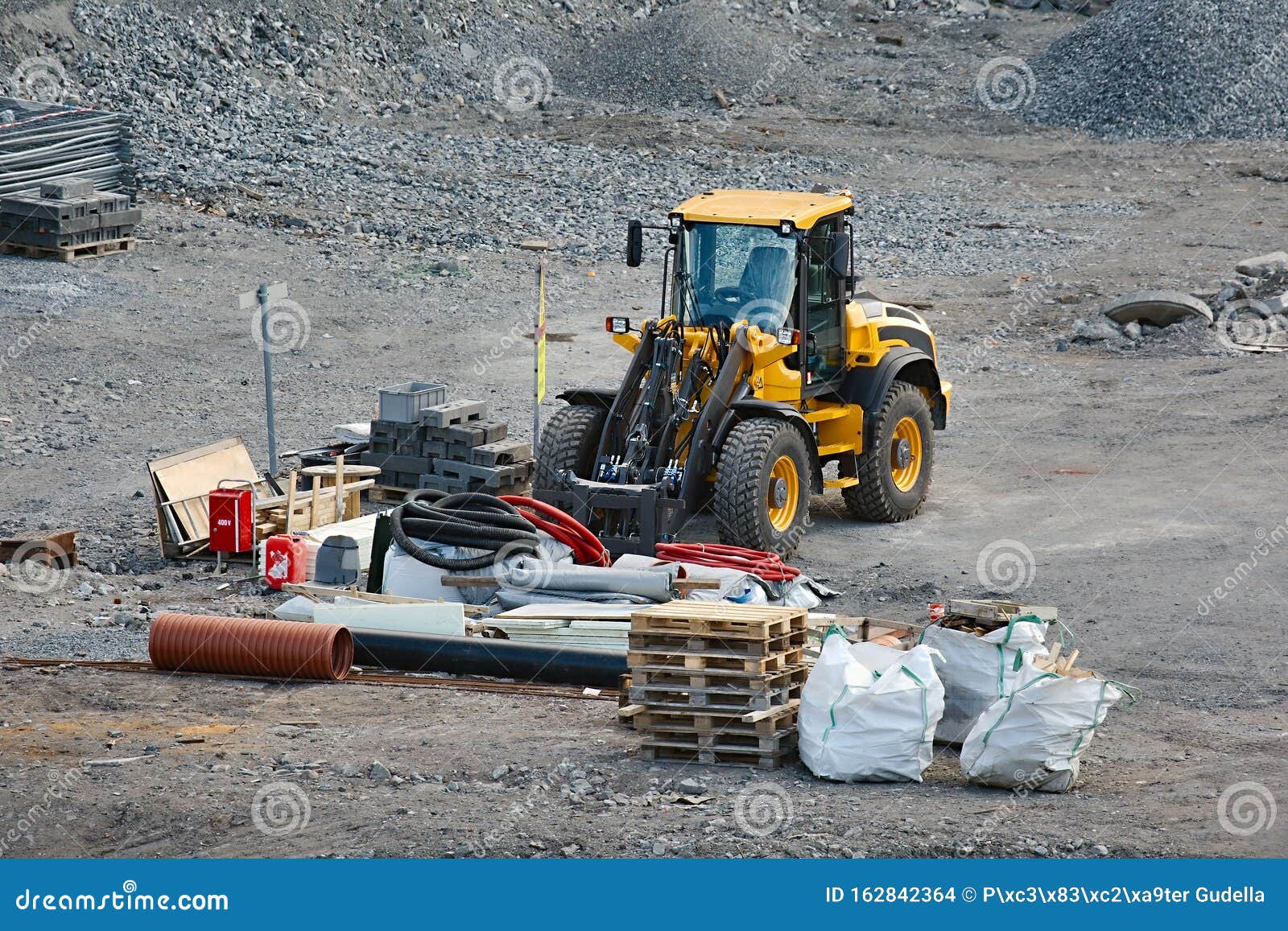 Construction Site with Machine Stock Photo - Image of industrial ...