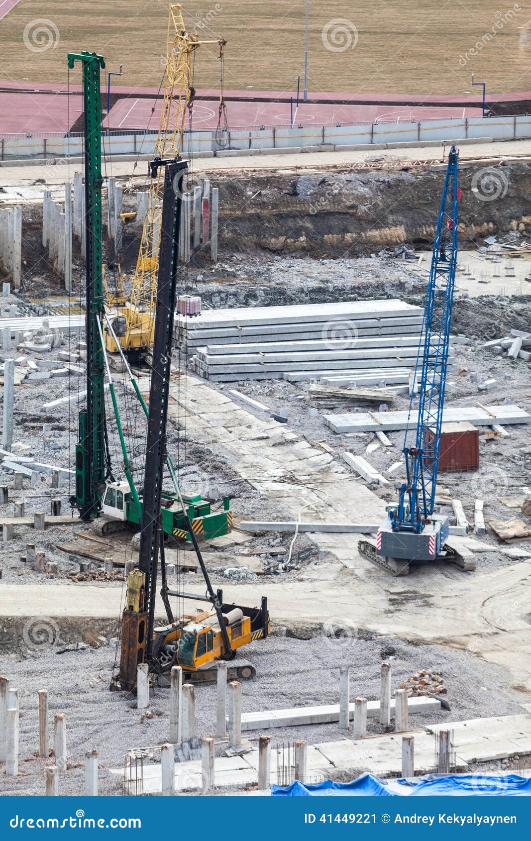 Construction Site with Machinery for Piling into Ground Stock Image ...