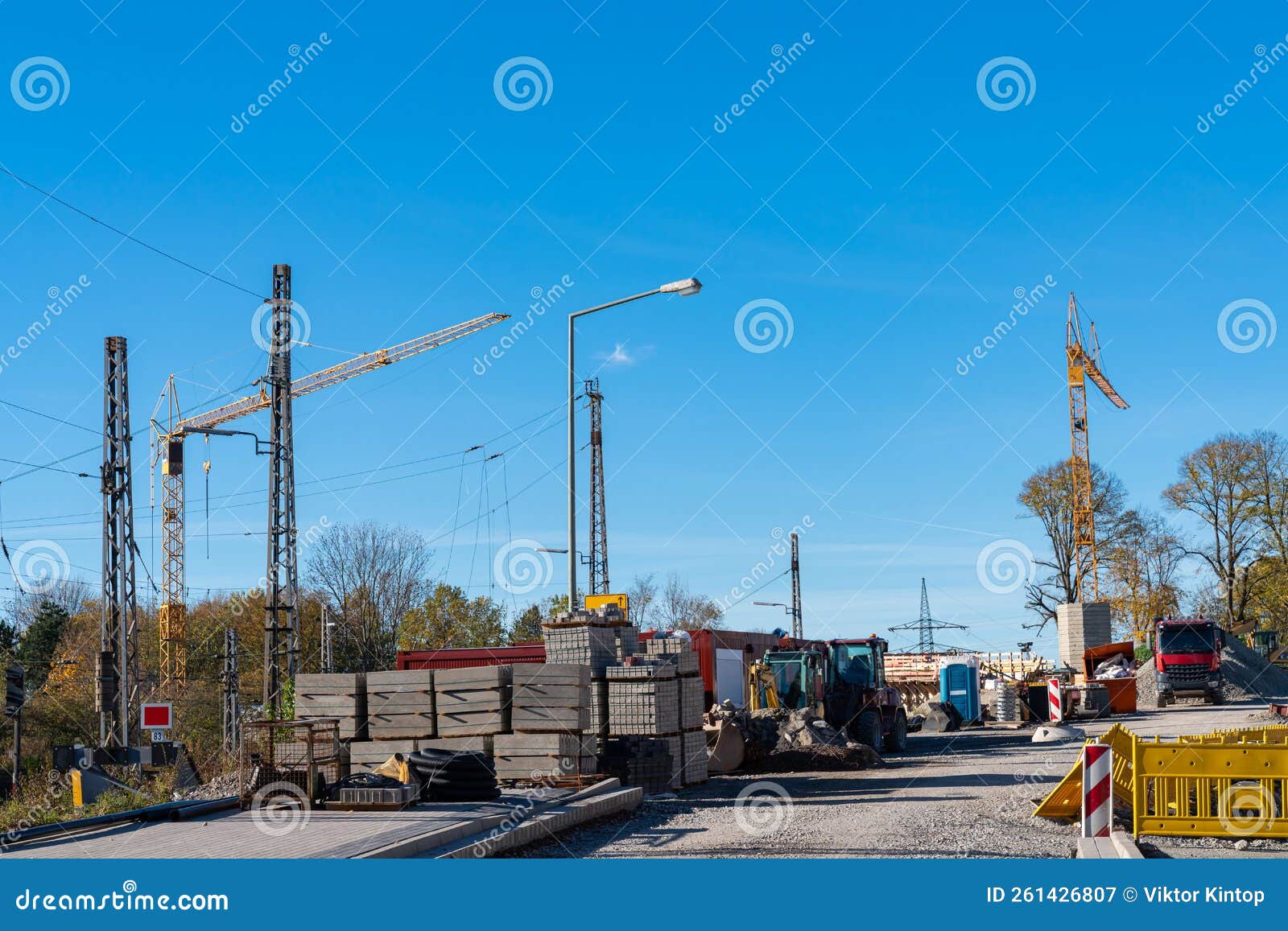 Construction Site with Construction Machines and Cranes. Stock Image ...