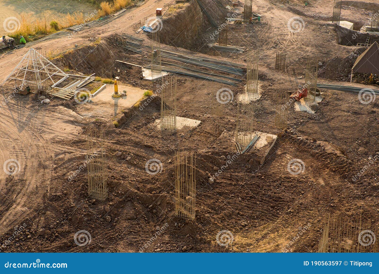 The Construction Site Made Columns To Cast Foundations of Concrete ...