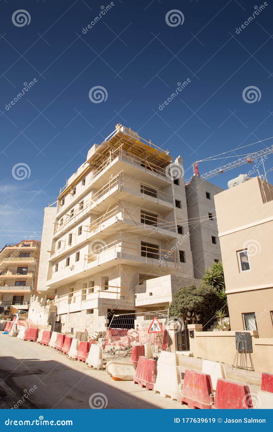 Construction site in malta stock image. Image of housing - 177639619