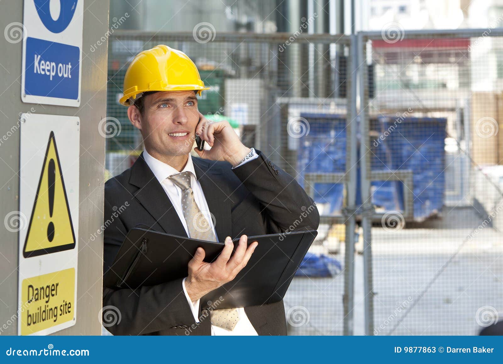 Construction Site Manager stock image. Image of cell, thirties - 9877863