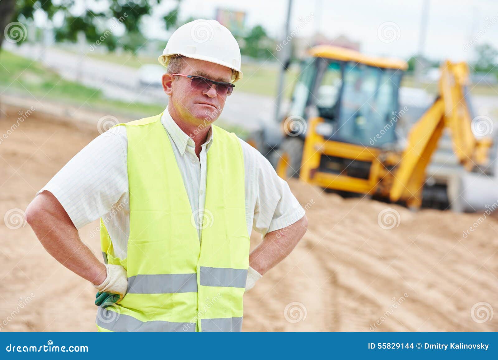 Construction Site Manager Worker Portrait Stock Photo - Image of ...