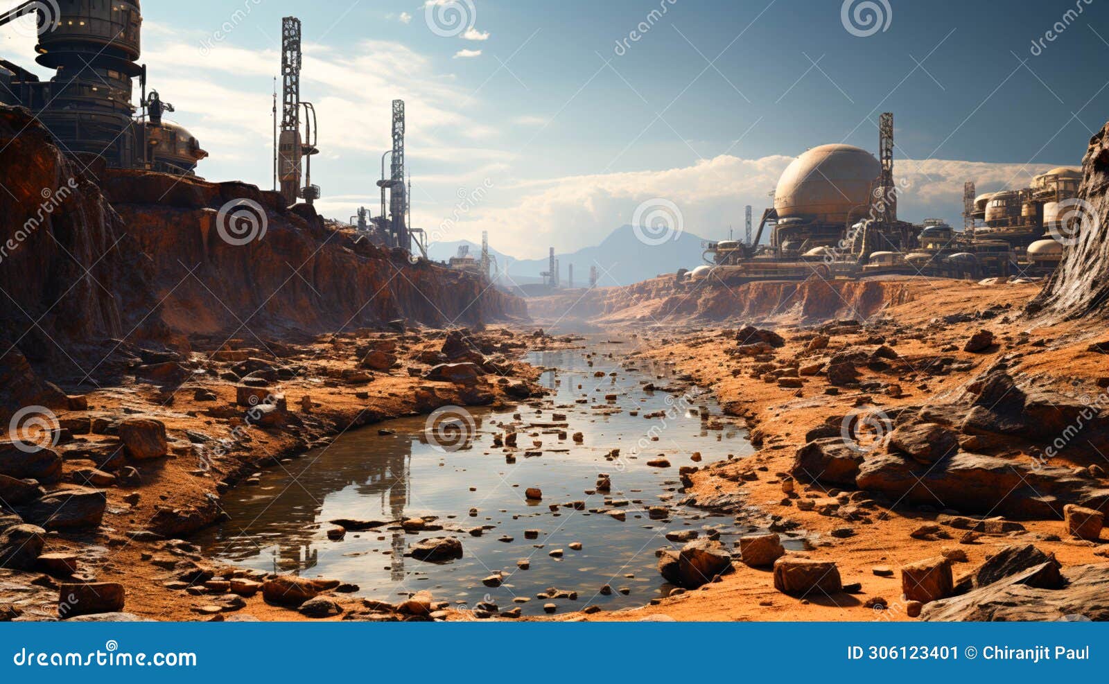 Construction Site on Mars Planet Surface Stock Image - Image of building, mars: 306123401