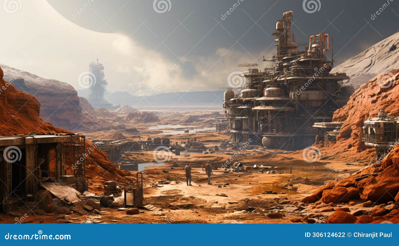 Construction Site on Mars Planet Surface Stock Photo - Image of ...