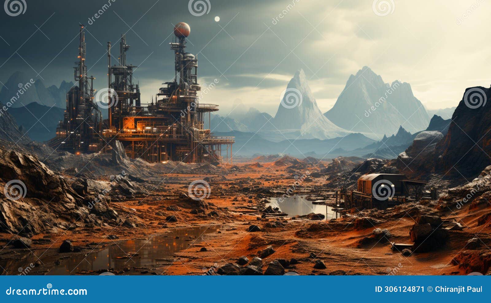 Construction Site on Mars Planet Surface Stock Image - Image of ...