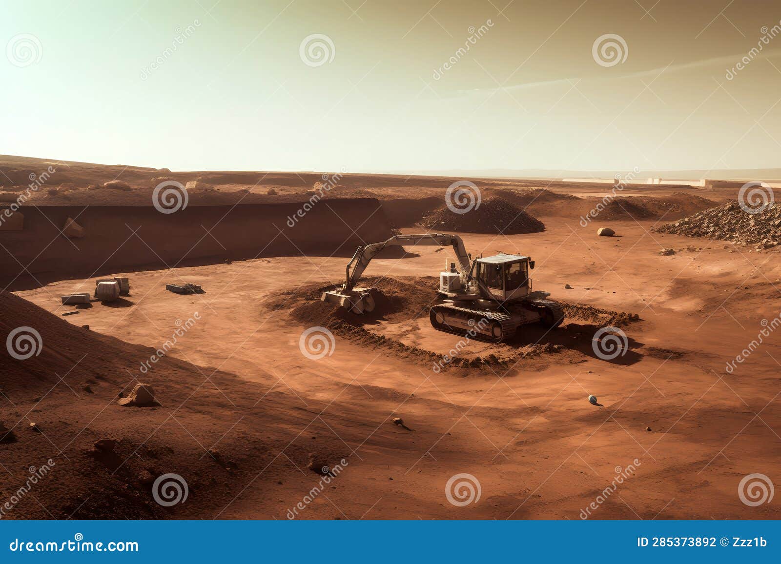 Construction Site on Mars Planet Surface, Neural Network Generated ...