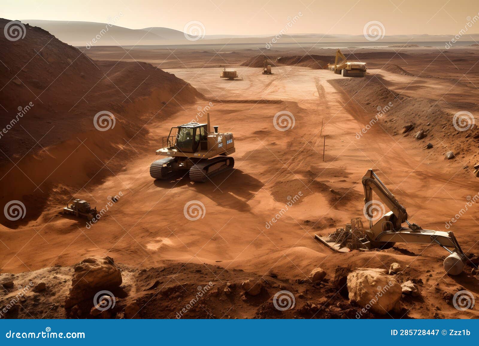 Construction Site on Mars Planet Surface, Neural Network Generated ...