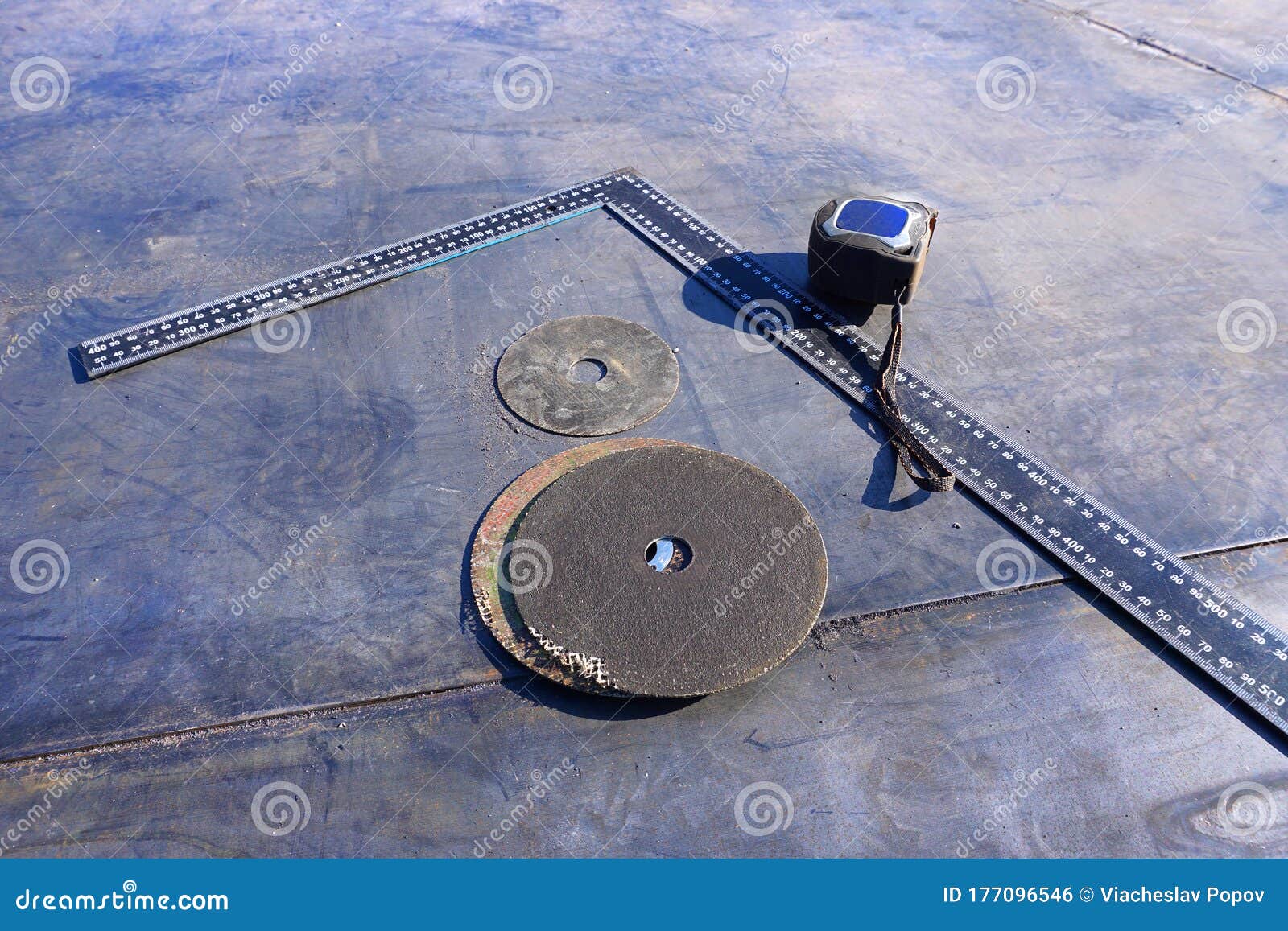 Construction Site with Measuring Tool Stock Photo - Image of construct ...