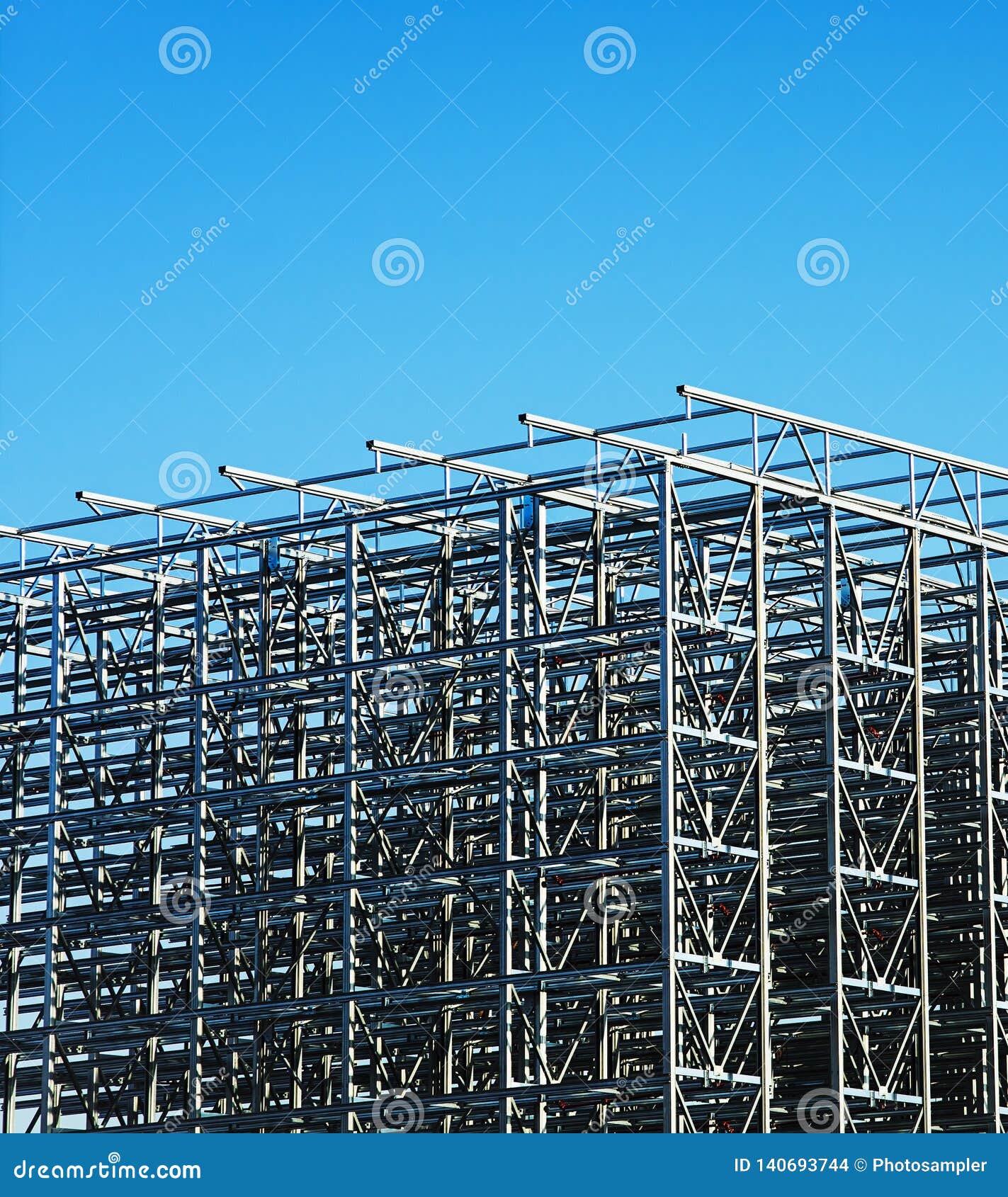 Construction Site with a Metal Structure Frame Stock Photo - Image of ...