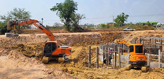 Construction site stock image. Image of steel, tractor - 281895723