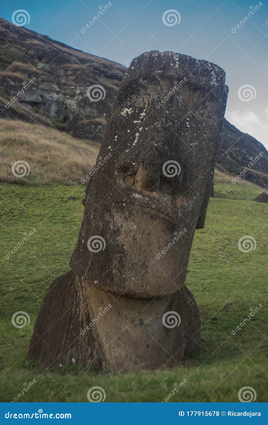 Moai On Easter Island With Red Topknot Hats At Anakena Ahu Royalty-Free ...
