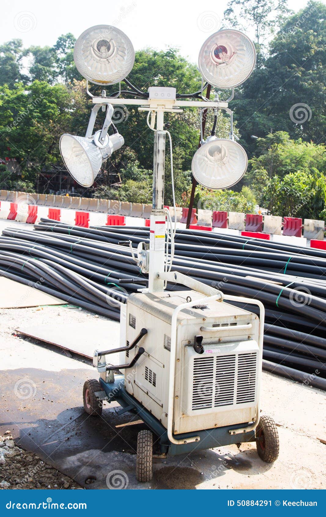 Construction Site Mobile Spot Light Stock Image - Image of portable ...