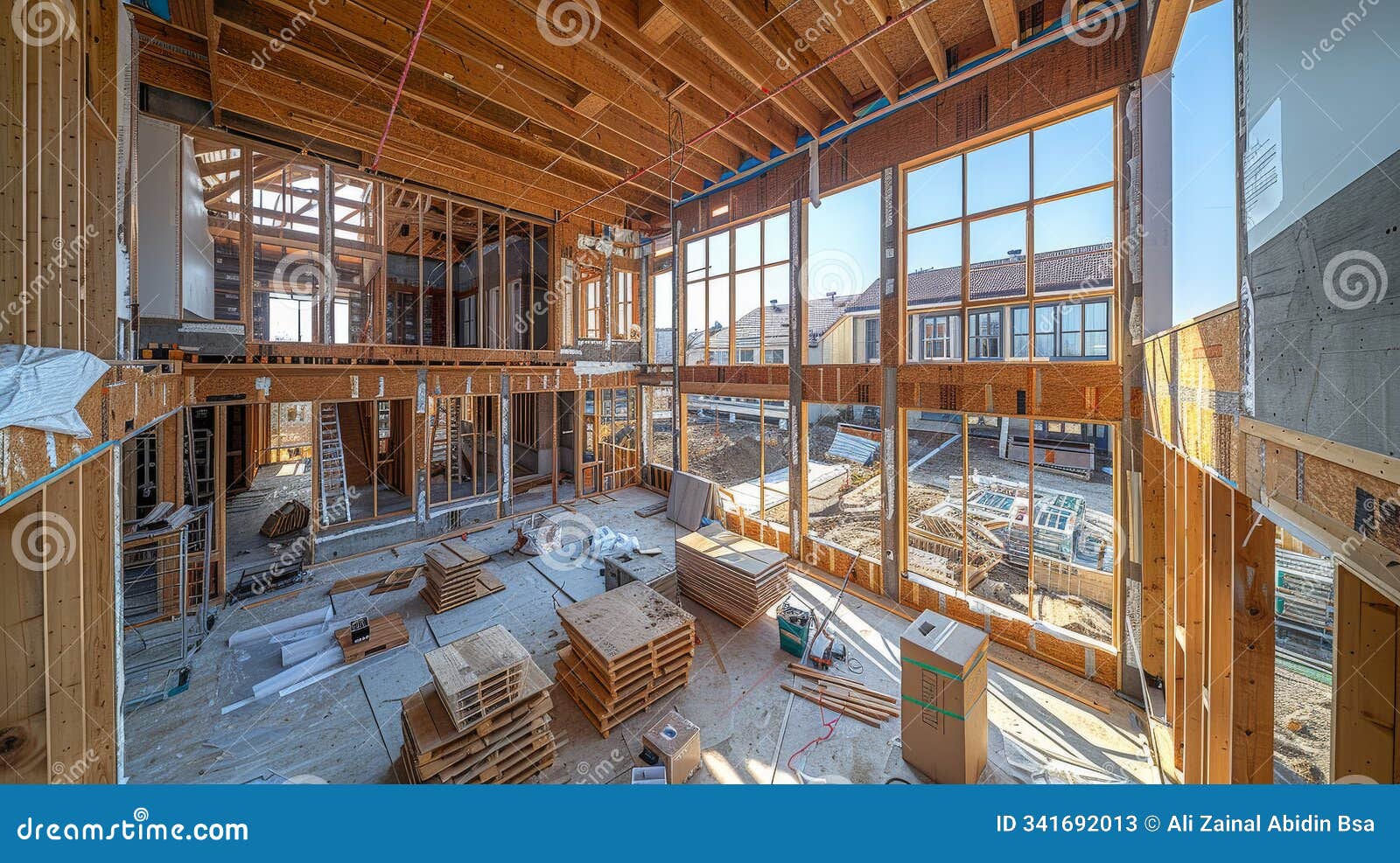 Construction Site of a Modern House.Blueprints To Reality Stock ...