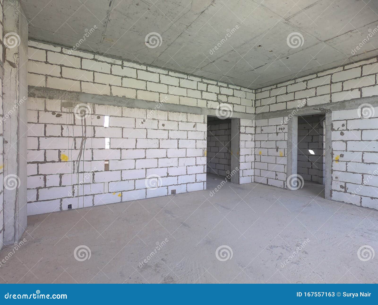 Construction Site of a Modern House on a Plot of Land. No People ...